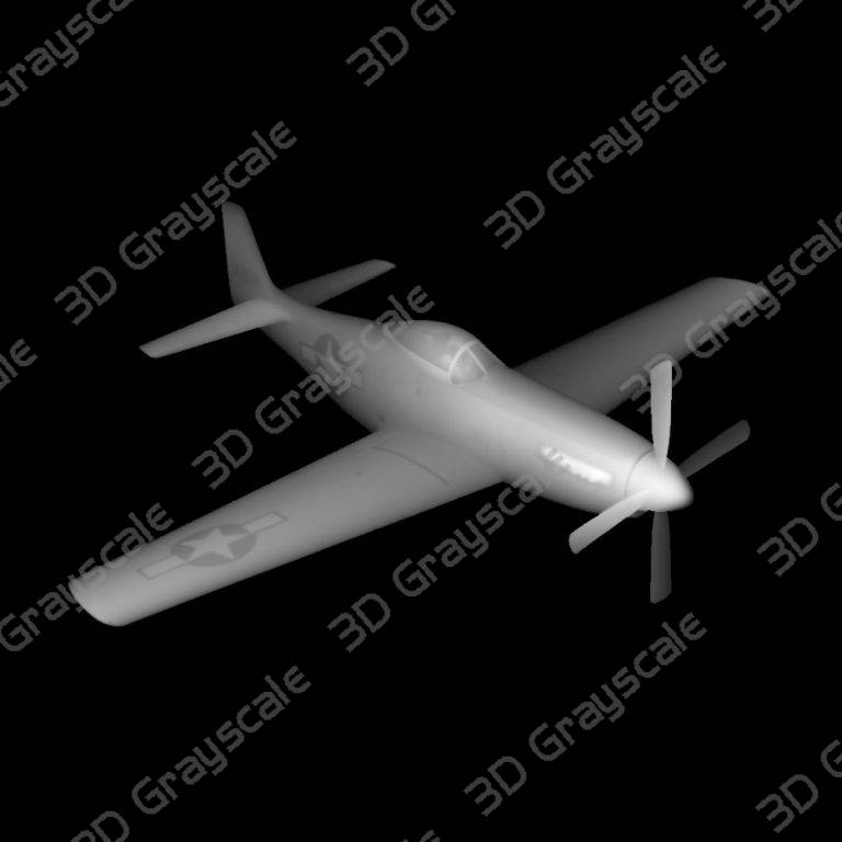 Airplane Heightmap – 3D Grayscale
