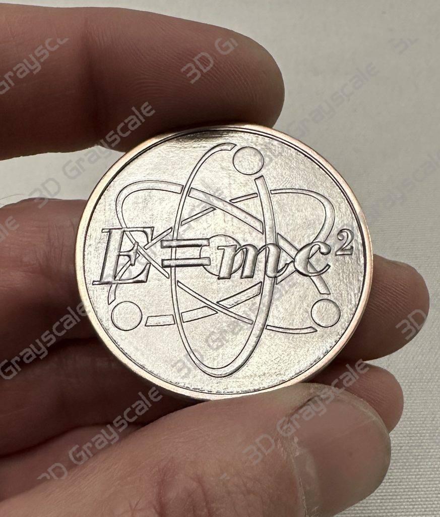 Albert Einstein Coin 3D Height Map – 3D Grayscale