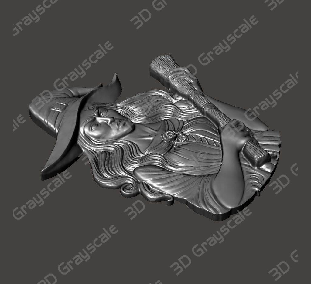 Evil Witch For Halloween – 3D Grayscale