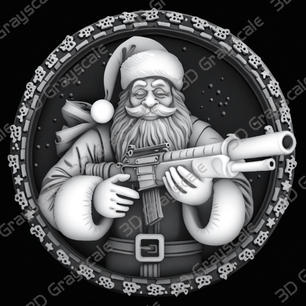 Deadly Santa Depth Map for CNC & Fiber Laser Engraving | Dark Holiday ...