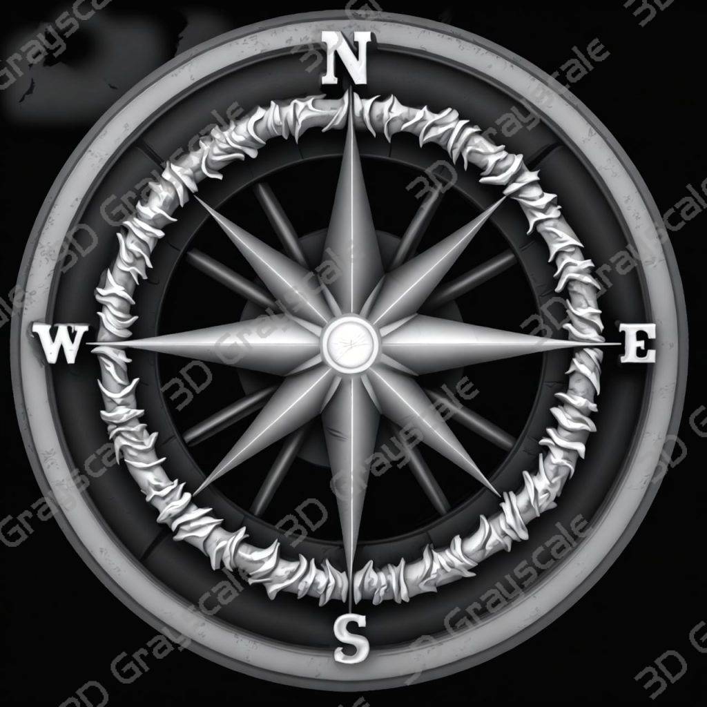 Explorer Compass 3D Relief Map | Navigation Engraving File | CNC ...