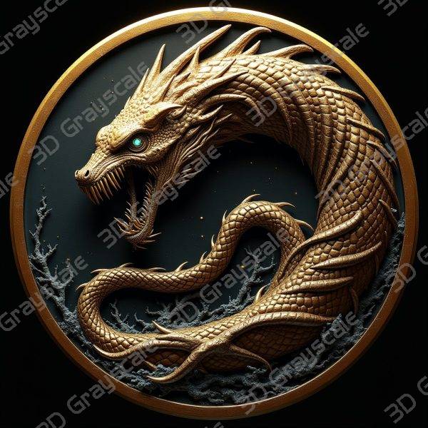 Lunar Dragon Depth Map | Moonlit Fantasy Engraving | CNC & Laser File ...