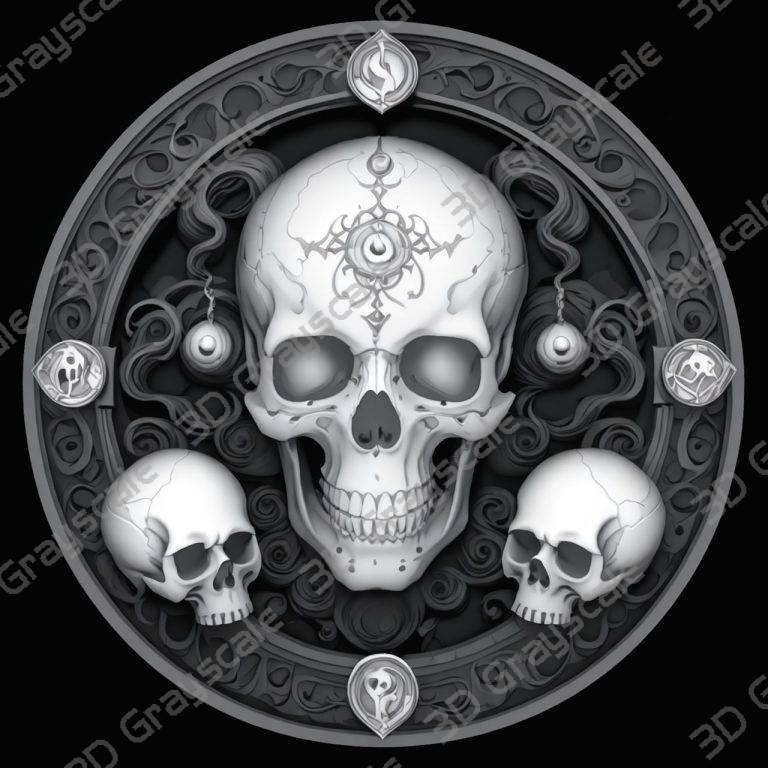 Triple Skull Depth Map | Dark Trio Engraving | CNC & Laser Projects ...