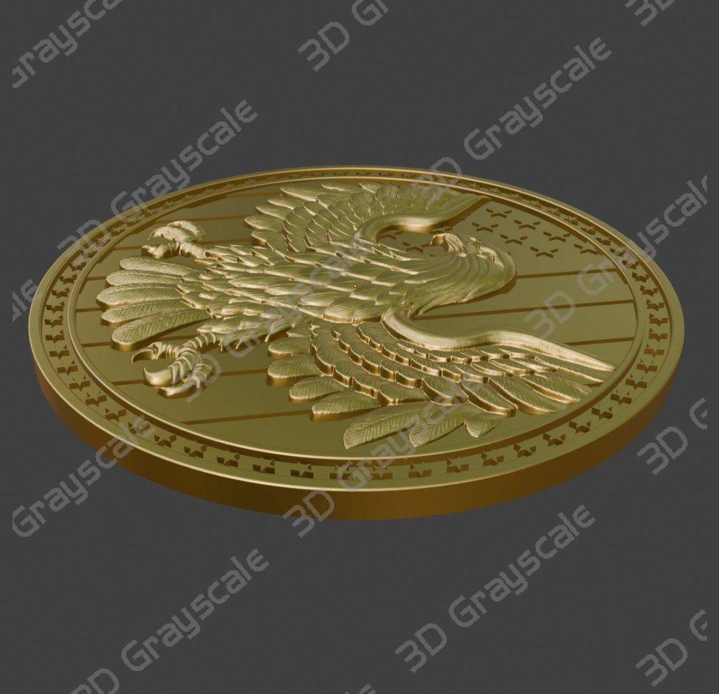 American Eagle & Flag Coin – USA Patriot Design – 3D Grayscale
