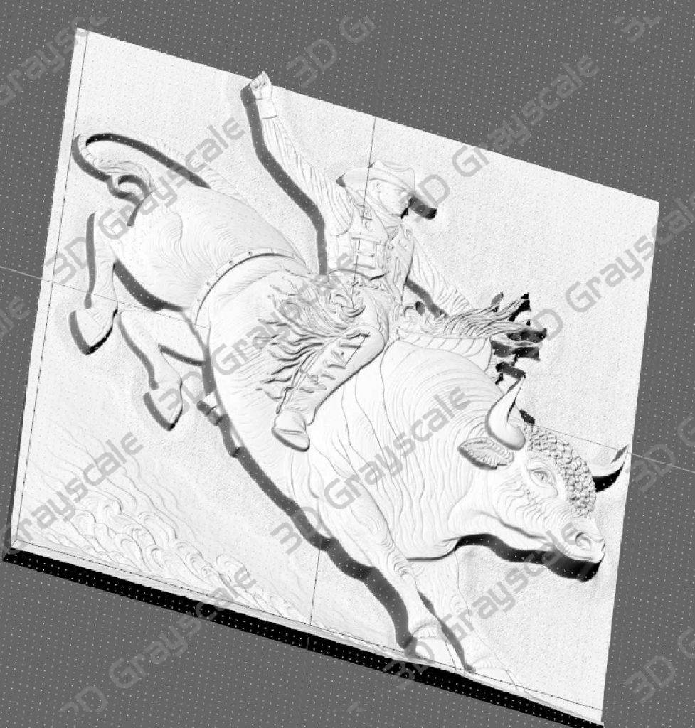 Bull Rider – 3D Grayscale