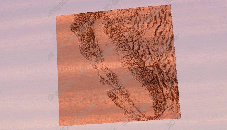 Sacramento valley terrain heightmap – 3D Grayscale