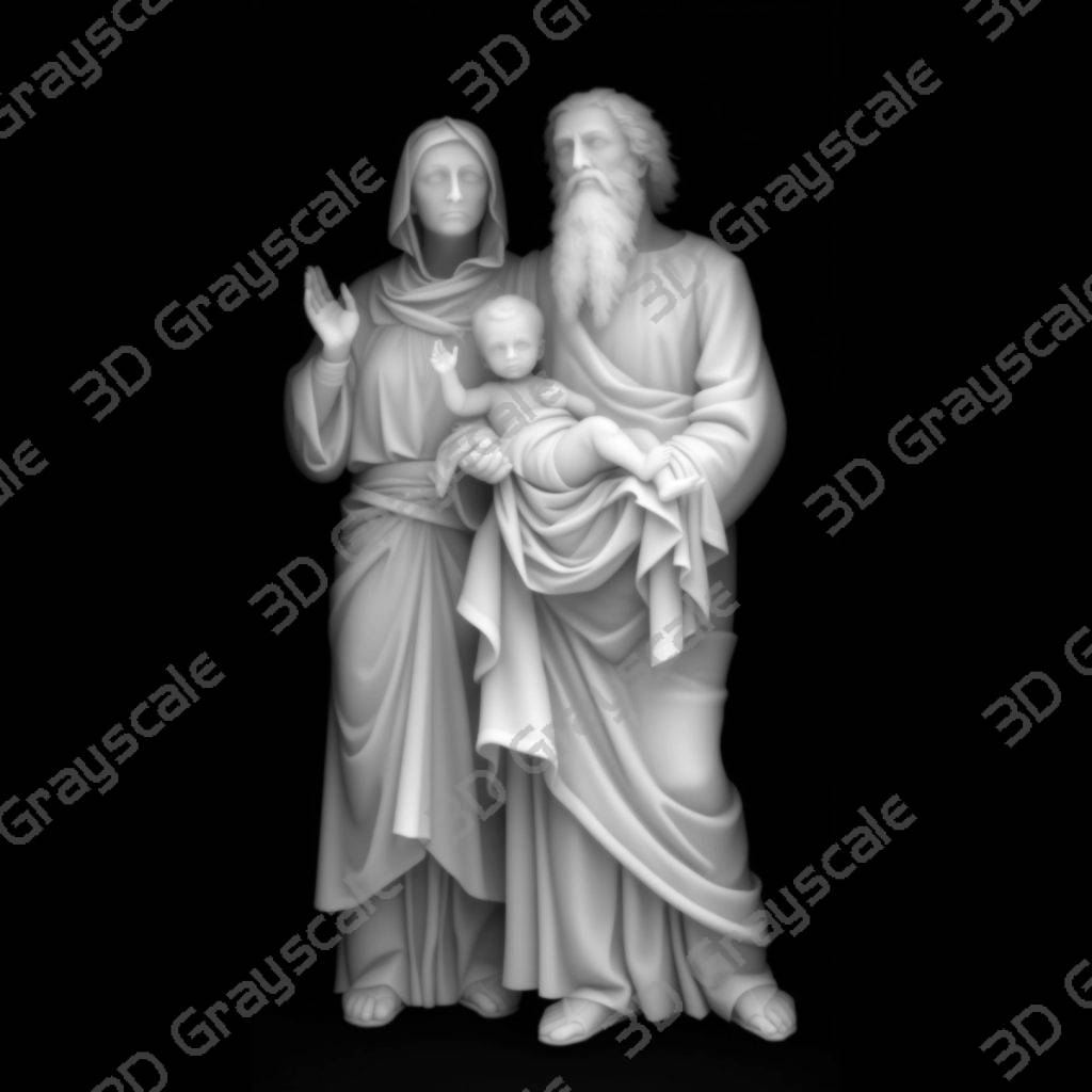 Saint Joachim and Anne grandparents of Jesus – 3D Grayscale