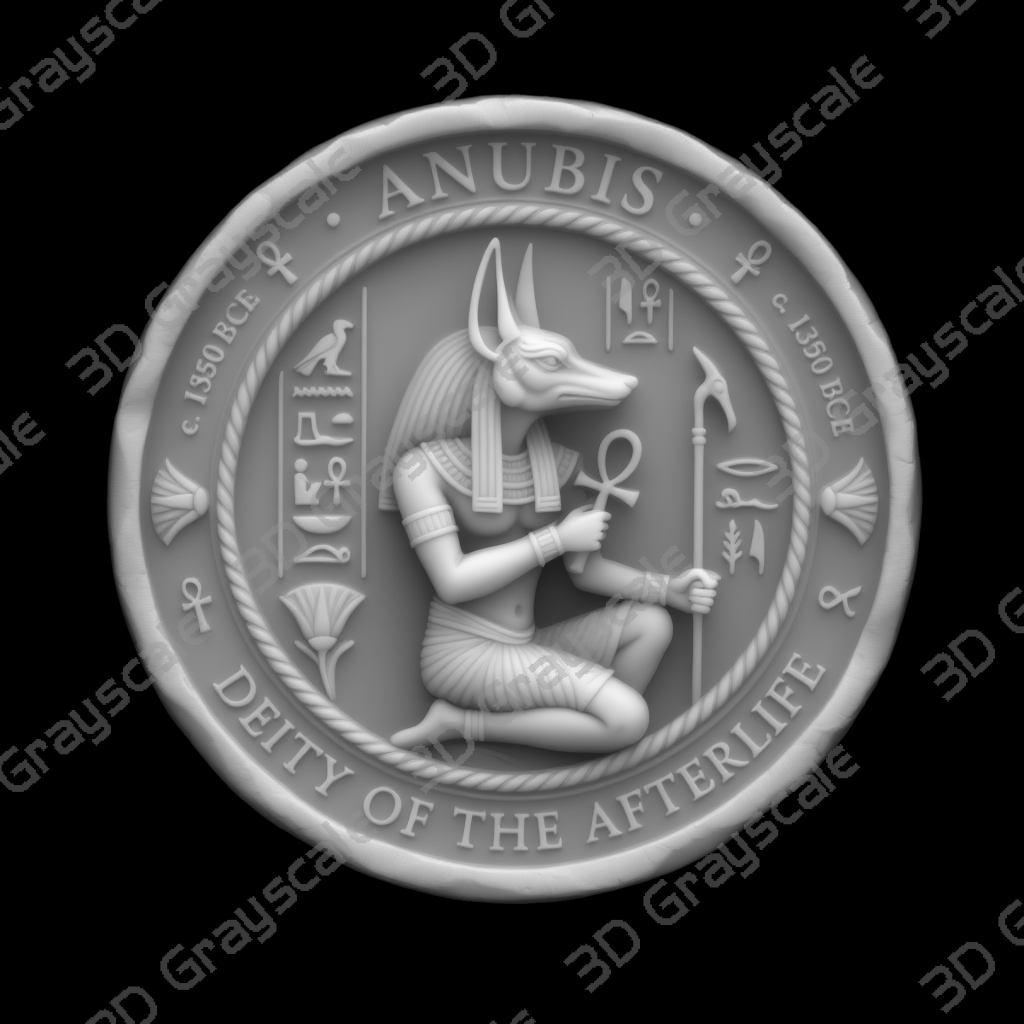 Anubis Jackal God Egyptian Underworld Coin 16 bit 3D Depth Map PNG ...
